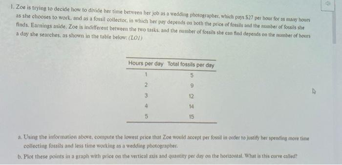 Solved 1. Zoe is trying to decide how to divide her time | Chegg.com