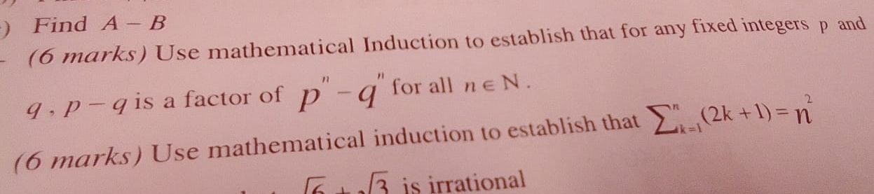 Solved ( 6 ﻿marks) ﻿Use mathematical Induction to establish | Chegg.com