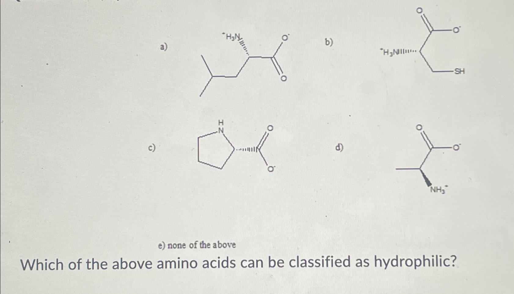 Solved a)b)c)d)e) ﻿none of the aboveWhich of the above amino | Chegg.com