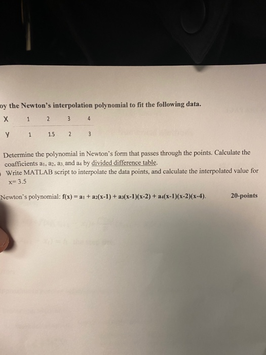 Solved by the Newton's interpolation polynomial to fit the | Chegg.com
