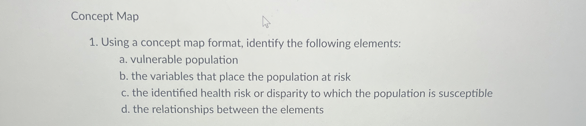 Solved Concept MapUsing a concept map format, identify the | Chegg.com