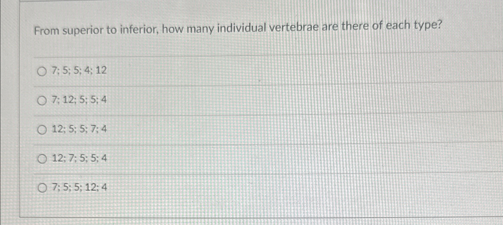 Solved From superior to inferior, how many individual | Chegg.com