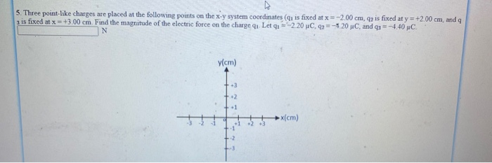 Solved 5. Three point-like charges are placed at the | Chegg.com