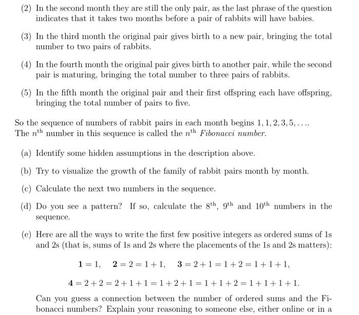 Solved Activity B: Fibonacci Numbers. In the early | Chegg.com