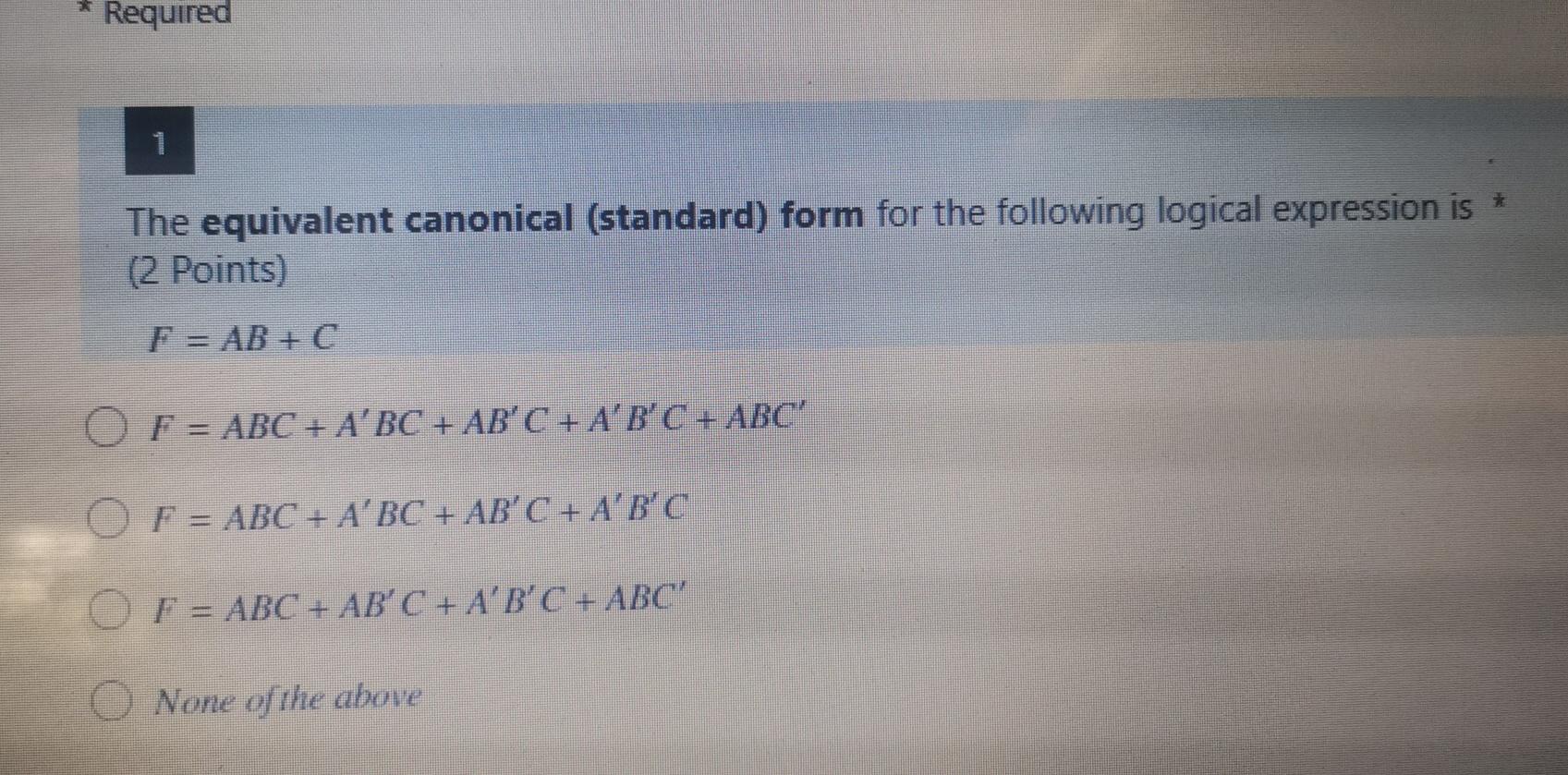 Solved Required 1 The Equivalent Canonical Standard Form 
