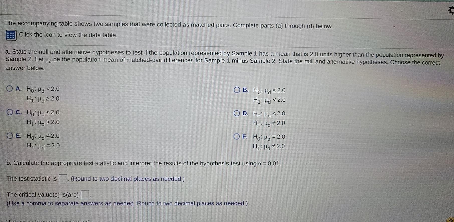 Solved The accompanying table shows two samples that were | Chegg.com