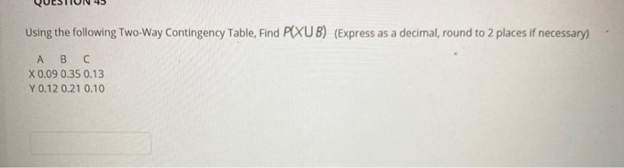 Solved Using the following Two-Way Contingency Table, Find | Chegg.com