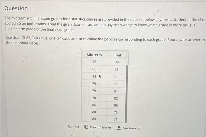 Solved The midterm and final exam grades for a statistics | Chegg.com