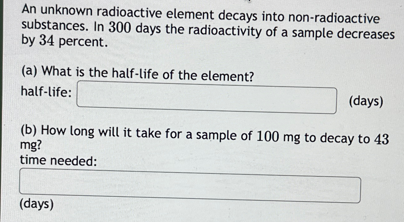 Solved An unknown radioactive element decays into | Chegg.com