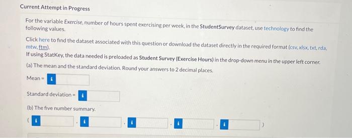 For the variable Exercise, number of hours spent | Chegg.com