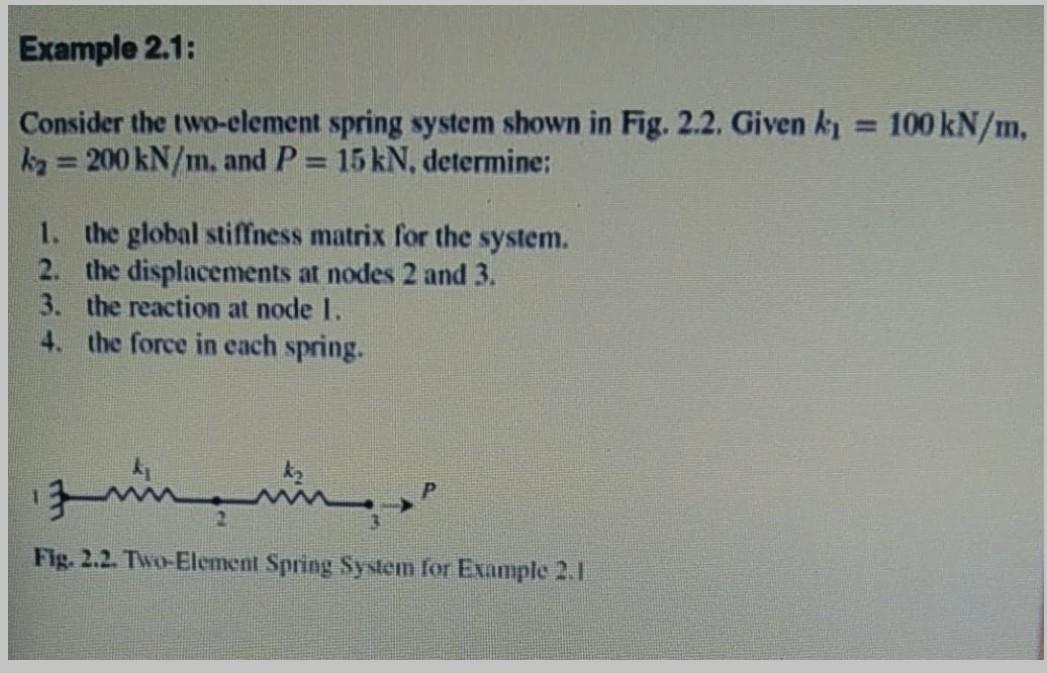 Solved Example 2.1: Consider the two-element spring system | Chegg.com