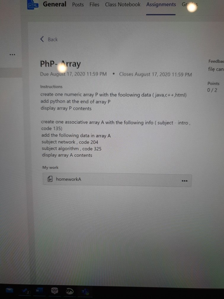 Solved HTML General Posts Files Class Notebook Assignments | Chegg.com