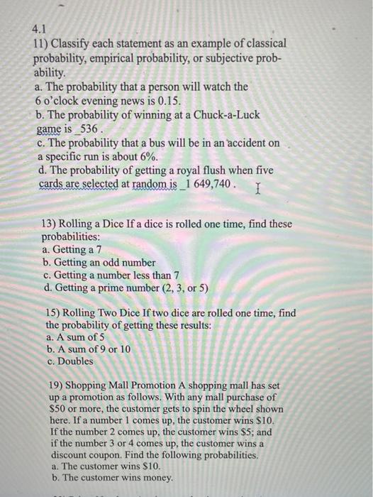 Solved 4.1 11) Classify each statement as an example of | Chegg.com