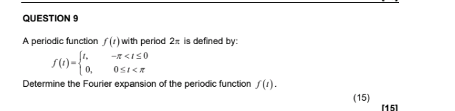 Solved QUESTION 9A periodic function f(t) ﻿with period 2π | Chegg.com