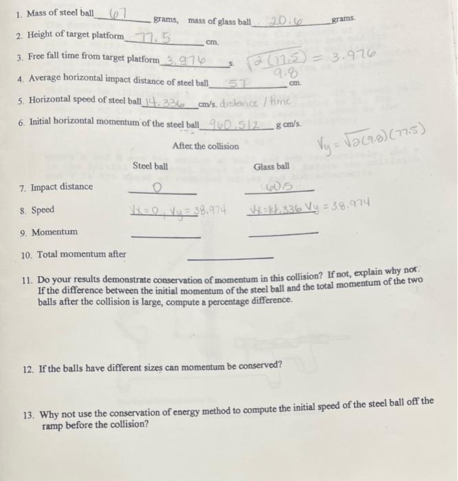 Solved 11. Do your results demonstrate conservation of | Chegg.com