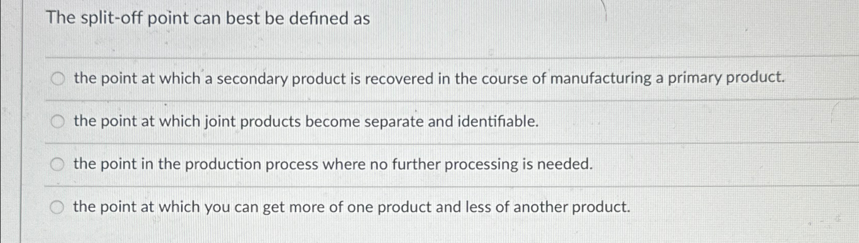 Solved The split-off point can best be defined asthe point | Chegg.com