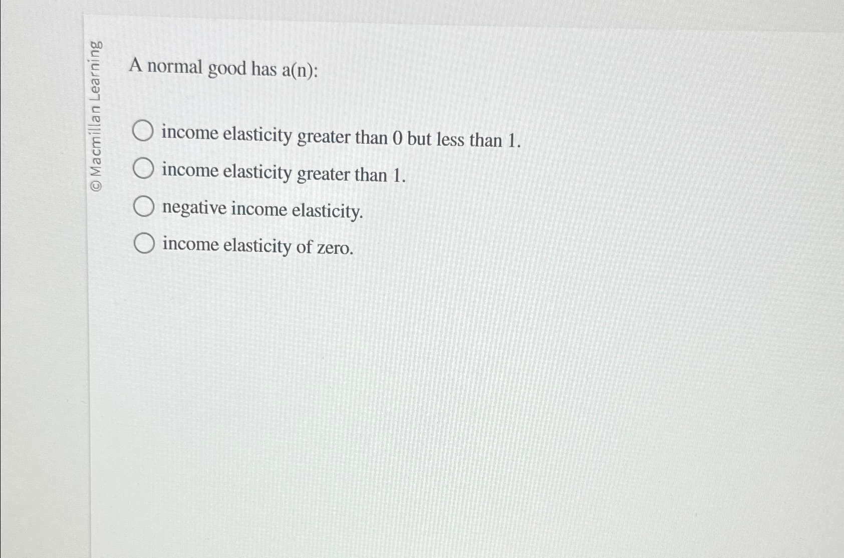 Solved income elasticity greater than 0 ﻿but less than | Chegg.com