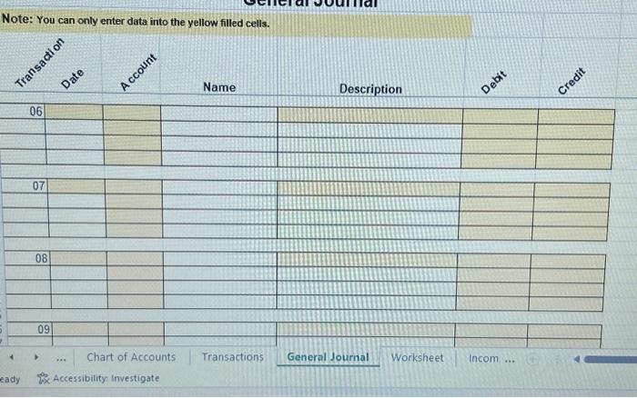 Solved Note: You can only enter data into the yellow | Chegg.com