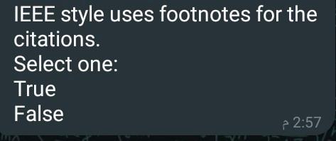 Solved IEEE style uses footnotes for the citations. Select | Chegg.com