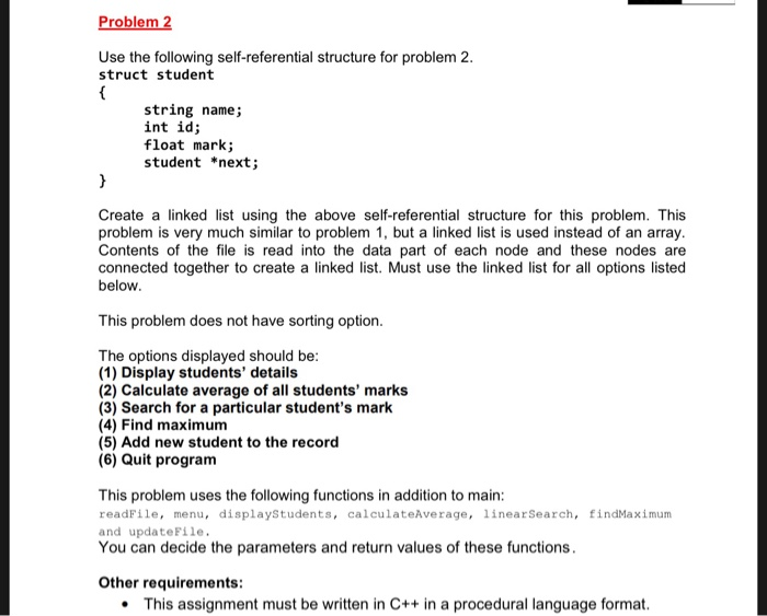 Solved Problem 1 Use The Following Structure For Problem 1 0553