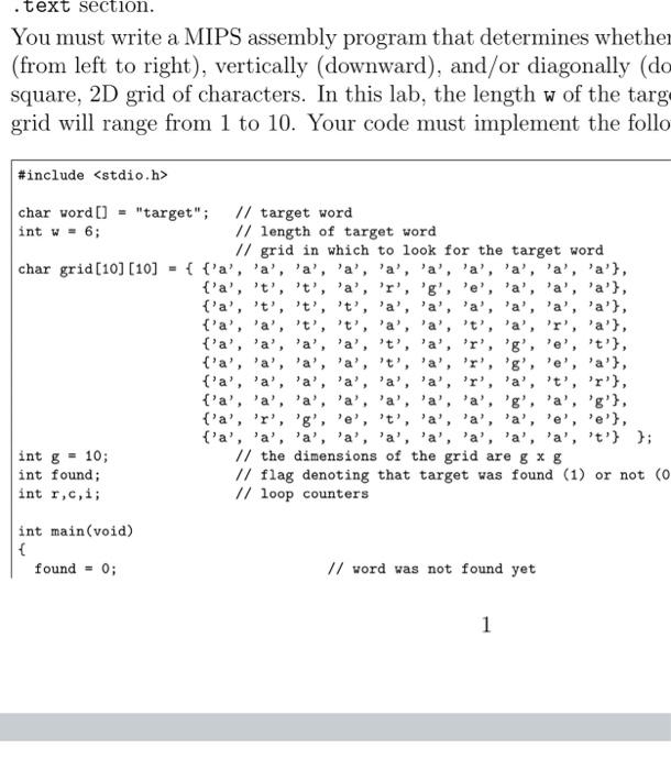 Solved .text section. You must write a MIPS assembly program | Chegg.com