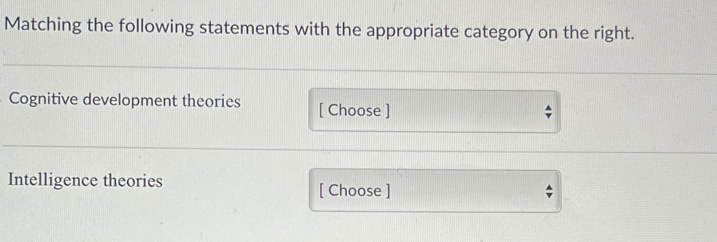 Solved Matching the following statements with the | Chegg.com