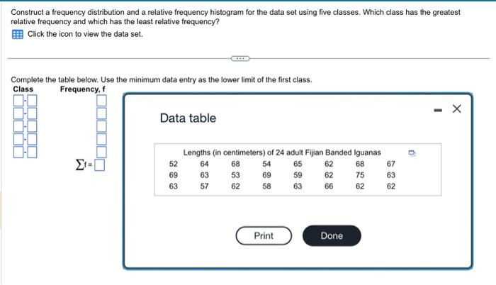 Solved Construct a frequency distribution and a relative | Chegg.com