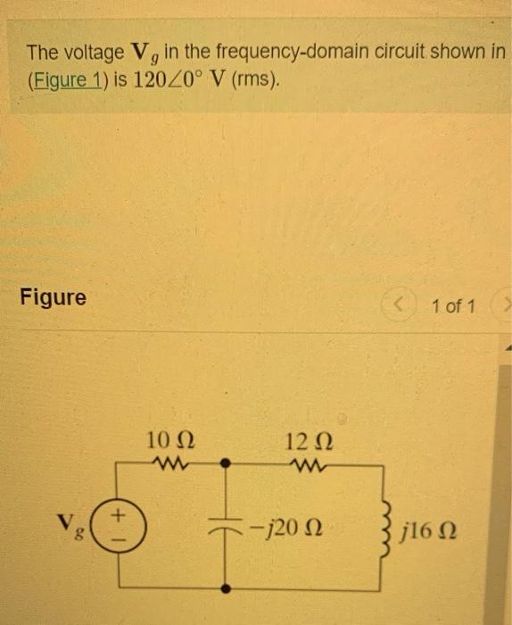 Solved The voltage Vg in the frequency-domain circuit shown | Chegg.com