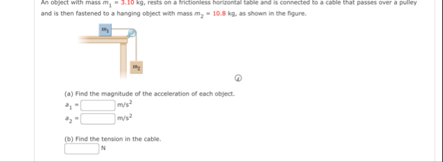 Solved An object with mass m1=3.10kg, ﻿rests on a | Chegg.com