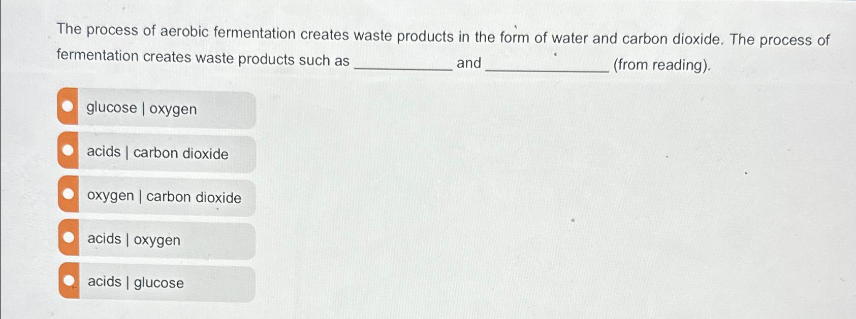 Solved The process of aerobic fermentation creates waste | Chegg.com