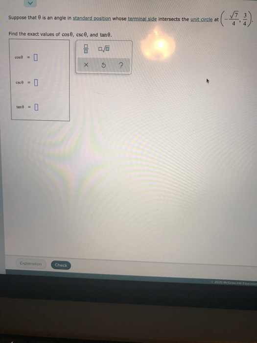 Solved find the exact values of cos theta, csc theta, and | Chegg.com