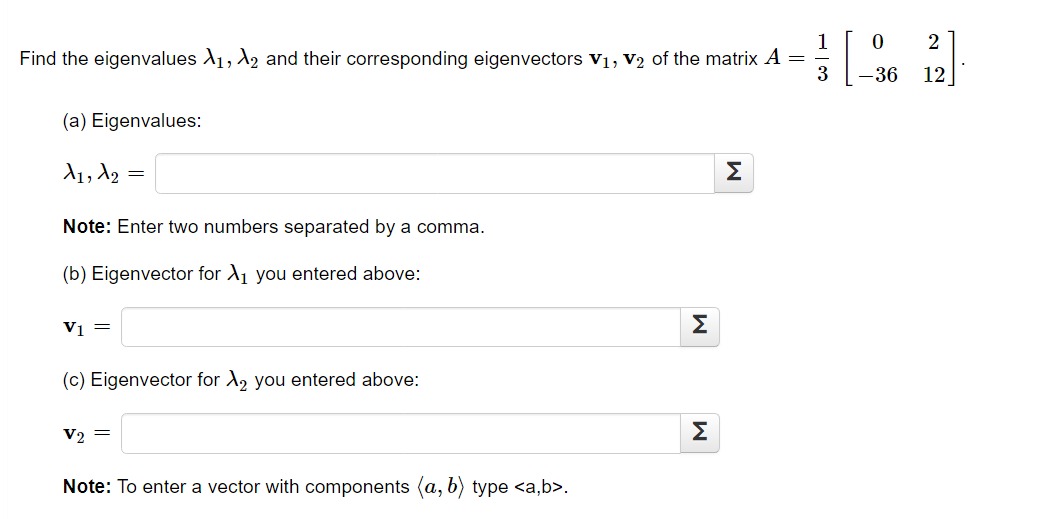 Solved Find the eigenvalues λ1,λ2 ﻿and their corresponding | Chegg.com
