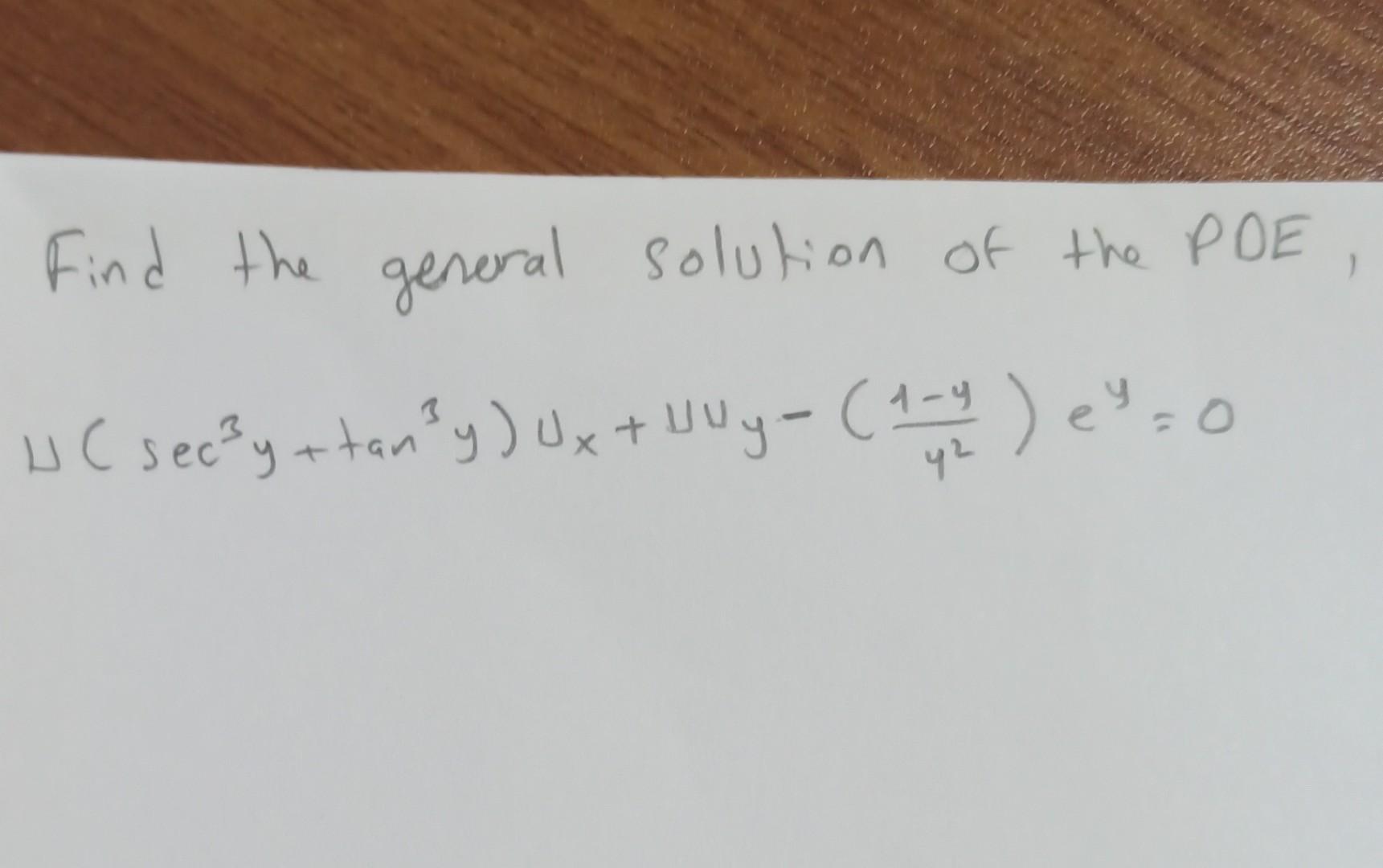 Solved Find the general solution of the PDE | Chegg.com
