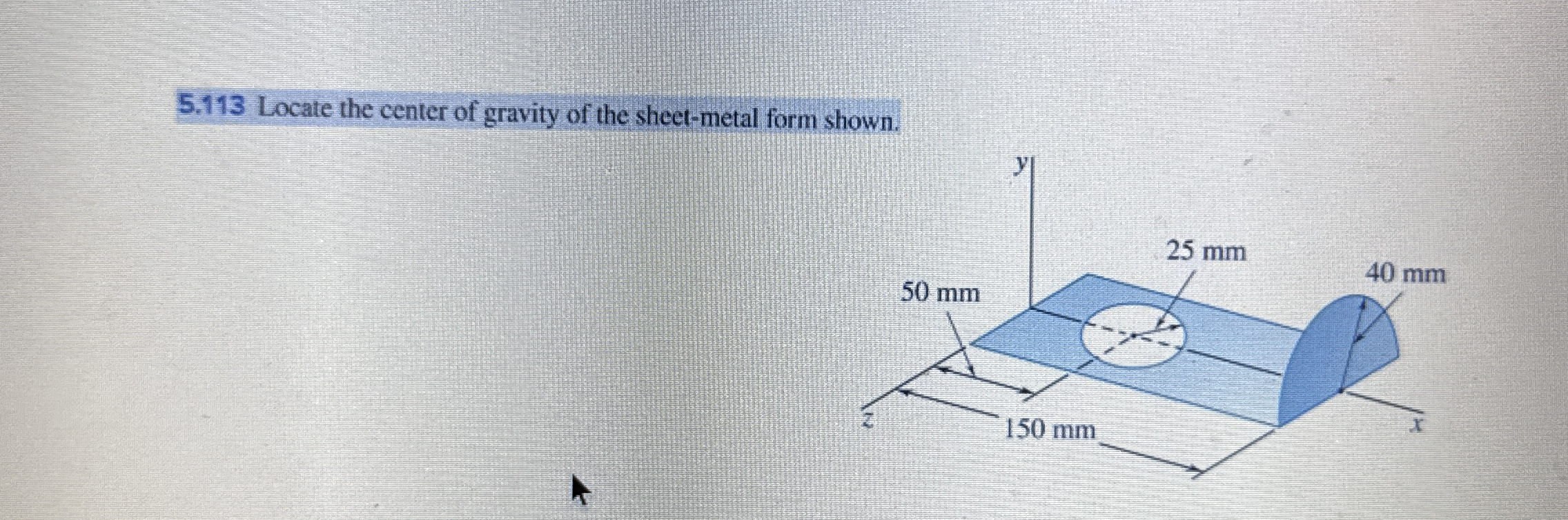 Solved 5.113 ﻿Locate the center of gravity of the | Chegg.com
