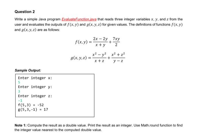 Solved Write A Simple Java Program Evaluatefunctionjava