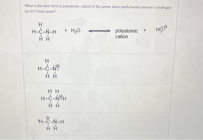 Solved What is the ionic form (a polyatomic cation) of the | Chegg.com