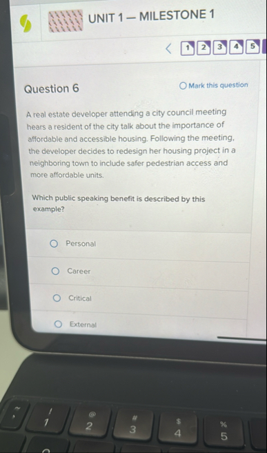 Solved UNIT 1 - ﻿MILESTONE 112345Question 6 ﻿Mark this | Chegg.com