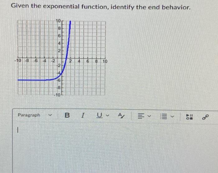Solved Given the exponential function, identify the end | Chegg.com