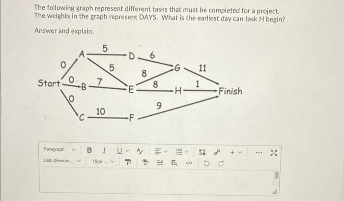 Solved The following graph represent different tasks that | Chegg.com