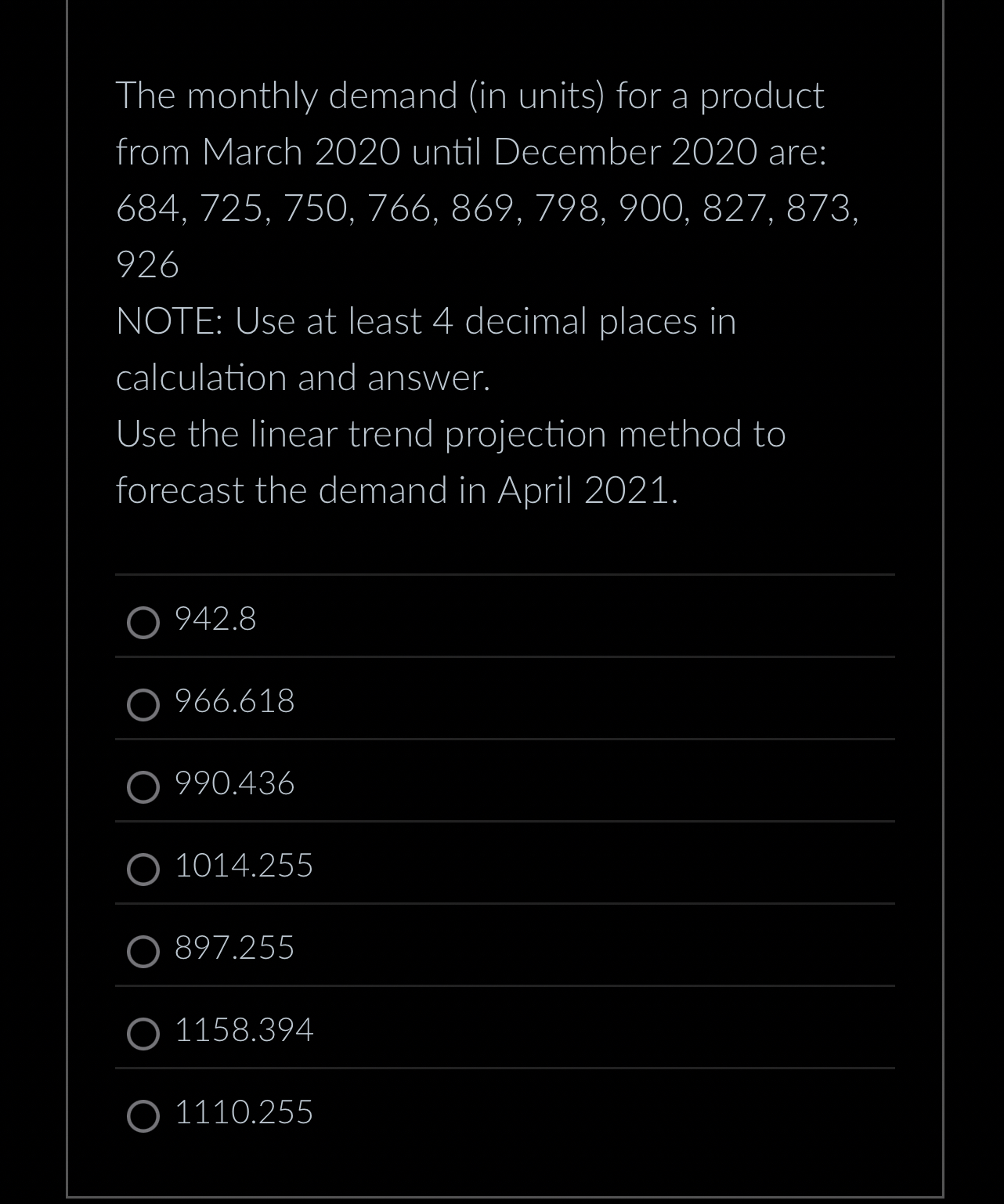 Solved The monthly demand (in units) ﻿for a productfrom | Chegg.com