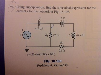 Solved Using superposition, find the sinusoidal expression | Chegg.com