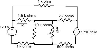 Solved The variable resistor RL in the circuit is adjusted | Chegg.com