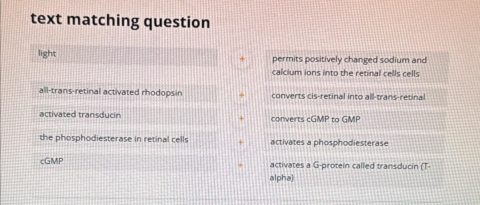 Solved text matching questionlightall-trans-retinal | Chegg.com