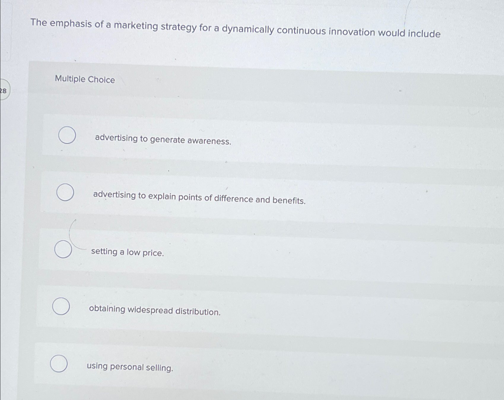Solved The emphasis of a marketing strategy for a | Chegg.com