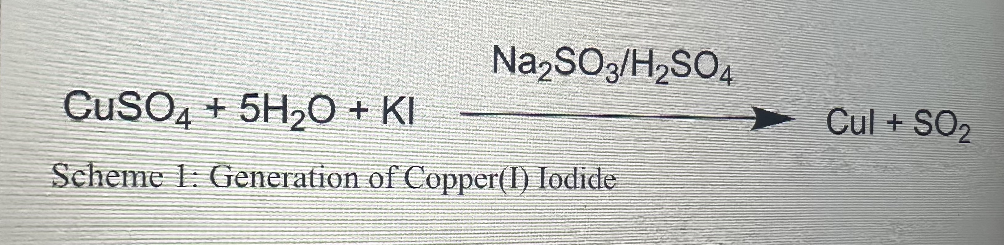 Solved CuSO4+5H2O+KI→Na2SO3??H2SO4CuI+SO2What is the | Chegg.com