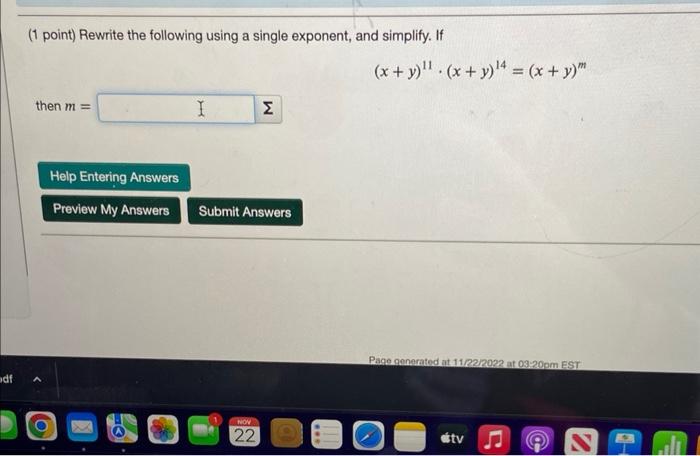 Solved (1 point) Rewrite the following using a single | Chegg.com