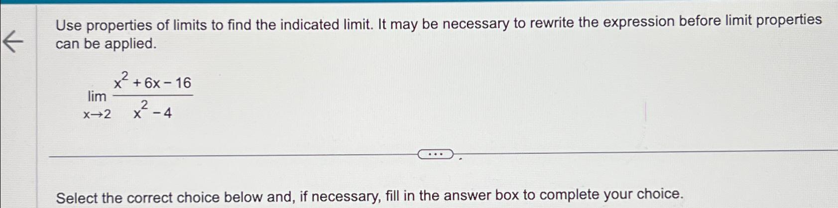 Solved Use properties of limits to find the indicated limit. | Chegg.com