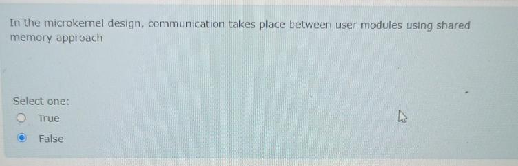 Solved In the microkernel design, communication takes place | Chegg.com