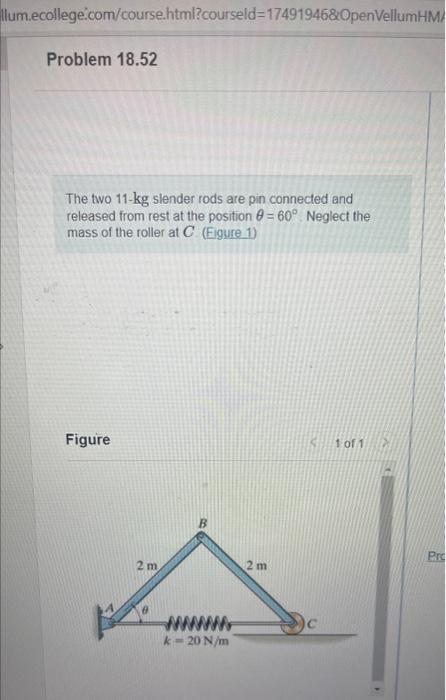 Solved The two 11-kg slender rods are pin connected and | Chegg.com