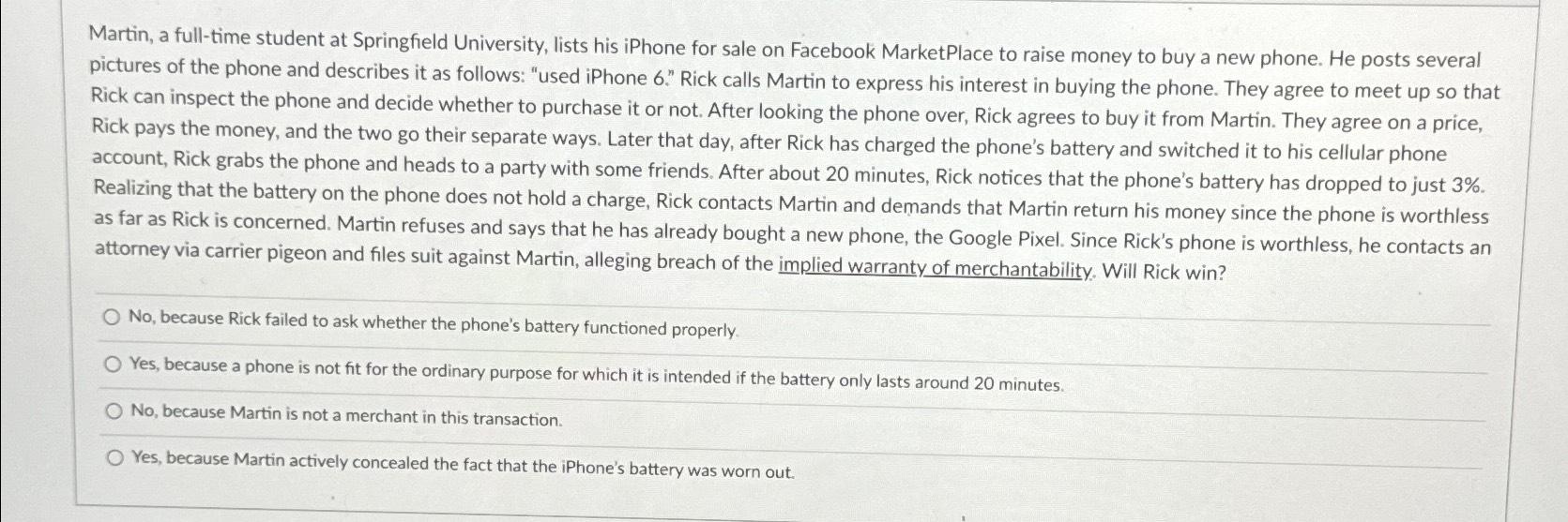 Solved Martin, a full-time student at Springfield | Chegg.com